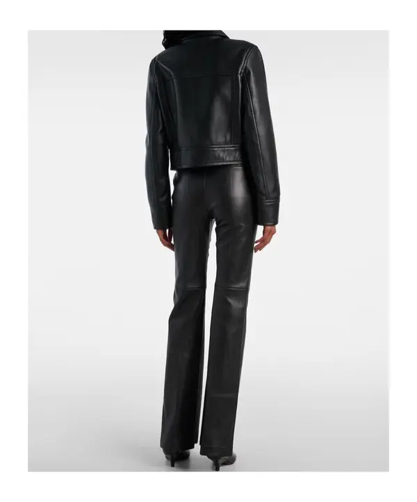 JOSEPH Caron Cropped Long-sleeved Leather Jacket