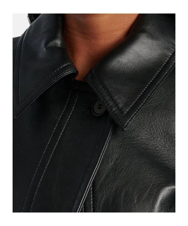 JOSEPH Caron Cropped Long-sleeved Leather Jacket