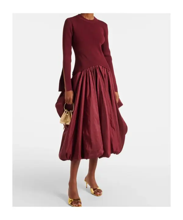 Simkhai Kenlie Satin And Jersey Midi Dress - Red