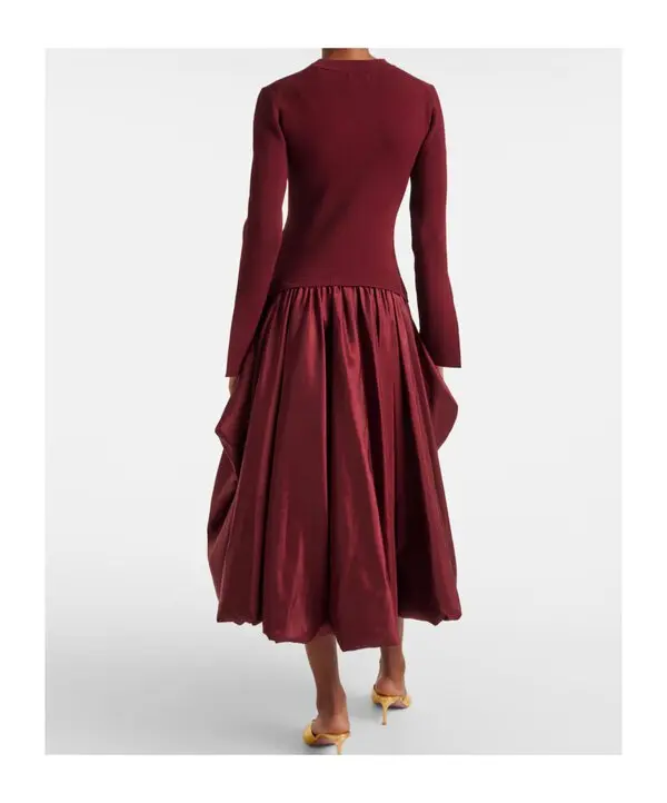 Simkhai Kenlie Satin And Jersey Midi Dress - Red