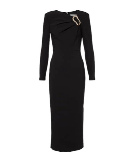 Roland Mouret Asymmetric Crepe Midi Dress - Black