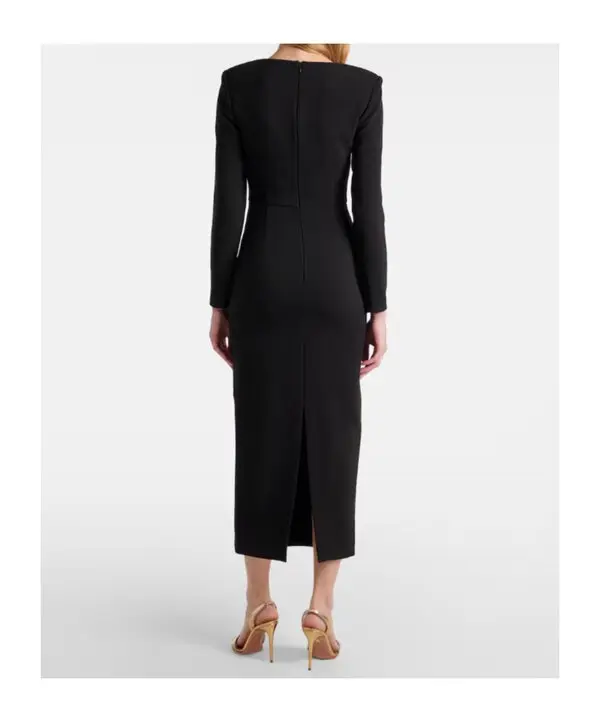 Roland Mouret Asymmetrical Crepe Midi Dress With Ruched Detail
