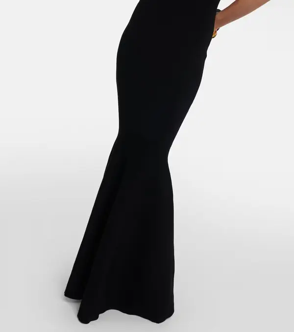 Nina Ricci High-neck Wool-blend Maxi Gown