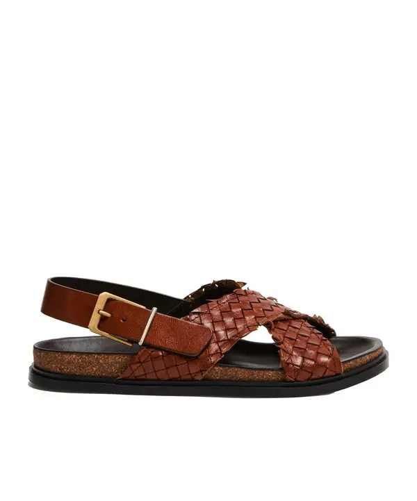 THE ROW Buckled Leather Sandals - Black