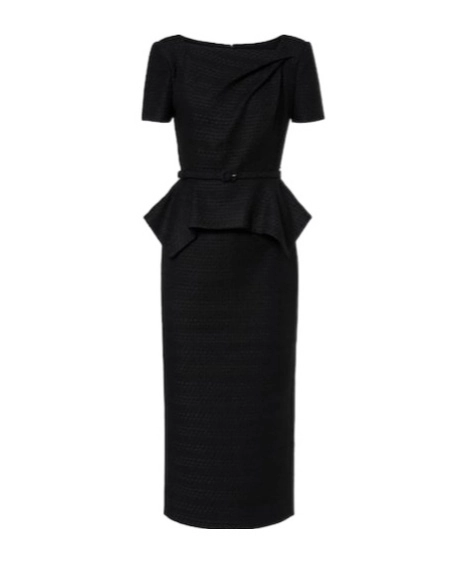 Roland Mouret Belted Peplum Bouclé Midi Dress - Black