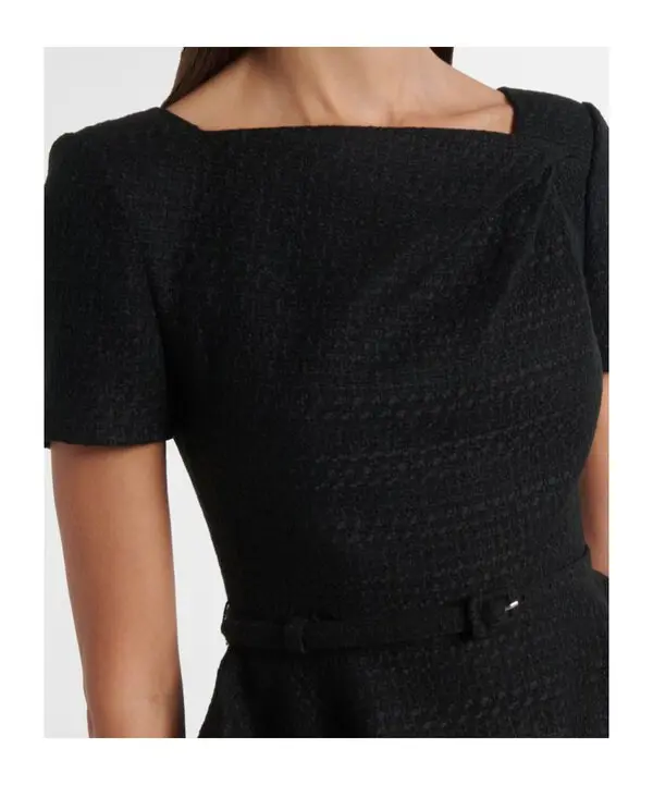 Roland Mouret Belted Peplum Bouclé Midi Dress