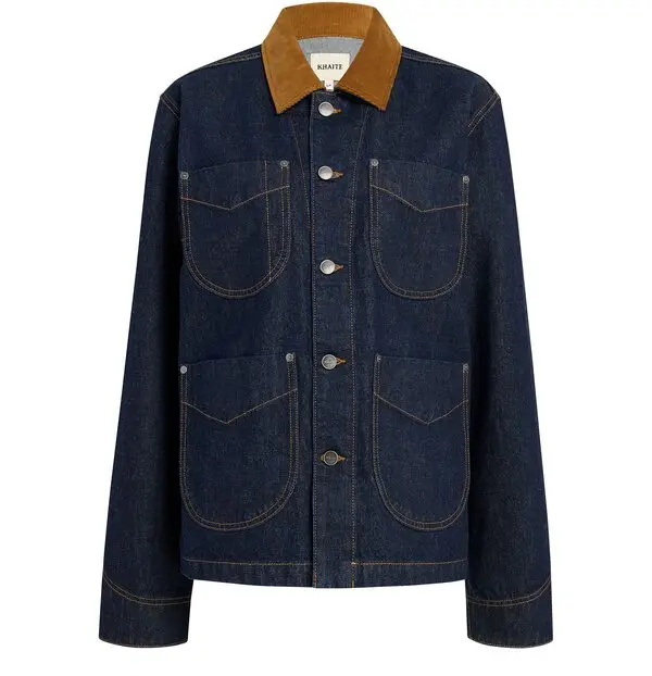Khaite Wyatt Denim Jacket With A Velvet Collar - Black