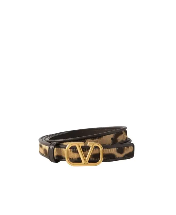 Valentino Garavani Vlogo Buckle Leopard Print Belt - Black