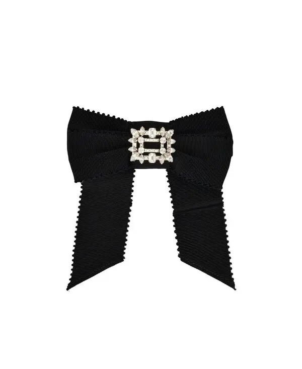 ROGER VIVIER Embellished Fabric Hair Clip - Black