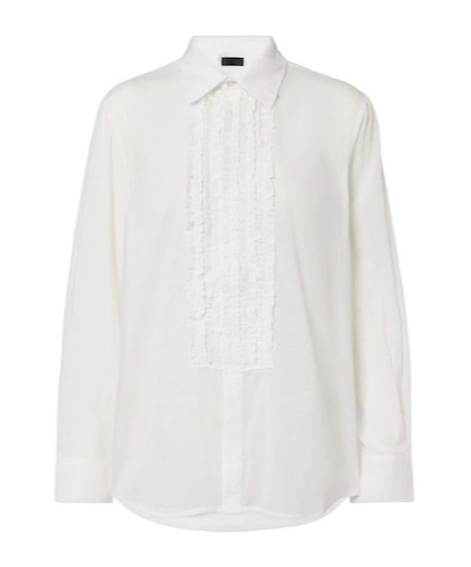 NILI LOTAN Nathael Ruffled Cotton Poplin Shirt