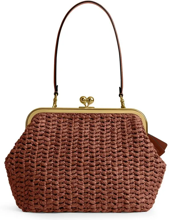 COACH Large Kisslock 27 Frame Bag - Brown