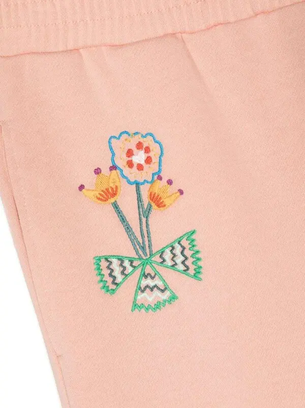 Stella McCartney Floral Embroidered Cotton Track Pants