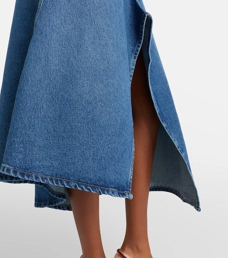 Victoria Beckham Asymmetric Denim Midi Skirt