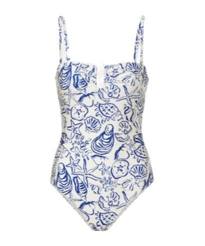 Simkhai Ottilie Printed Swimsuit - White
