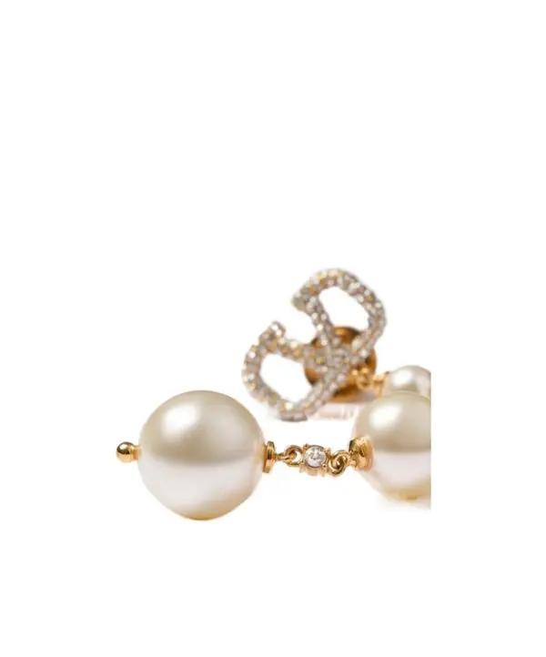 Valentino Garavani Vlogo Signature Embellished Drop Earrings With Faux Pearls And Crystals