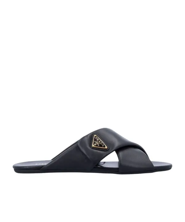 Prada Triangle-logo Padded Slides