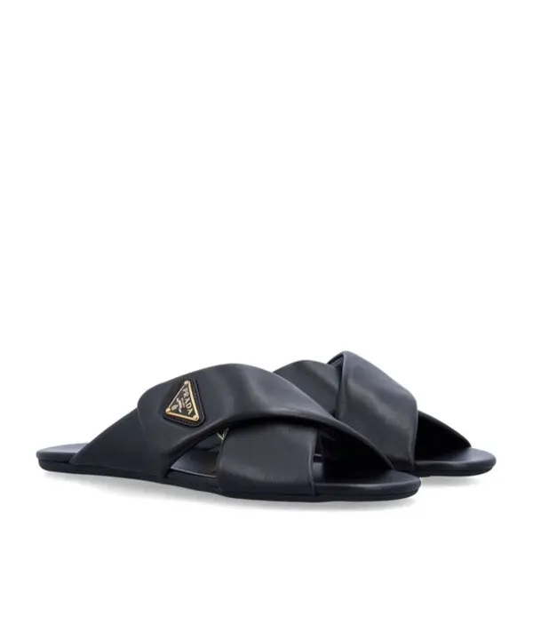 Prada Triangle-logo Padded Slides