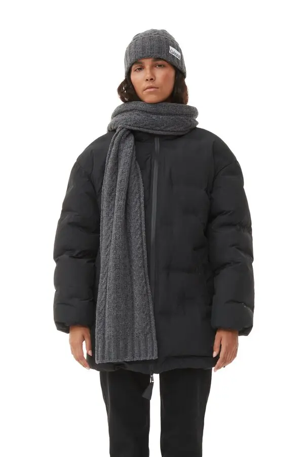 GANNI Grey Cable Scarf