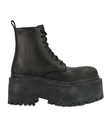 Balenciaga Strike Platform Lace-up Boots - Black