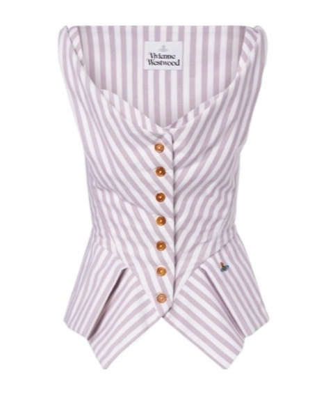 VIVIENNE WESTWOOD Lilac And White Striped Strapless Corset-style Top