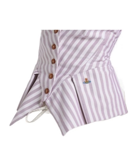 VIVIENNE WESTWOOD Lilac And White Striped Strapless Corset-style Top