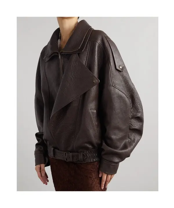 Saint Laurent Oversized Zip-up Bomber Jacket - Tan