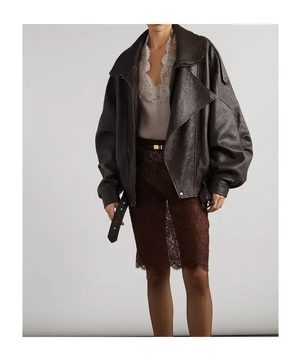 Saint Laurent Oversized Zip-up Bomber Jacket - Tan