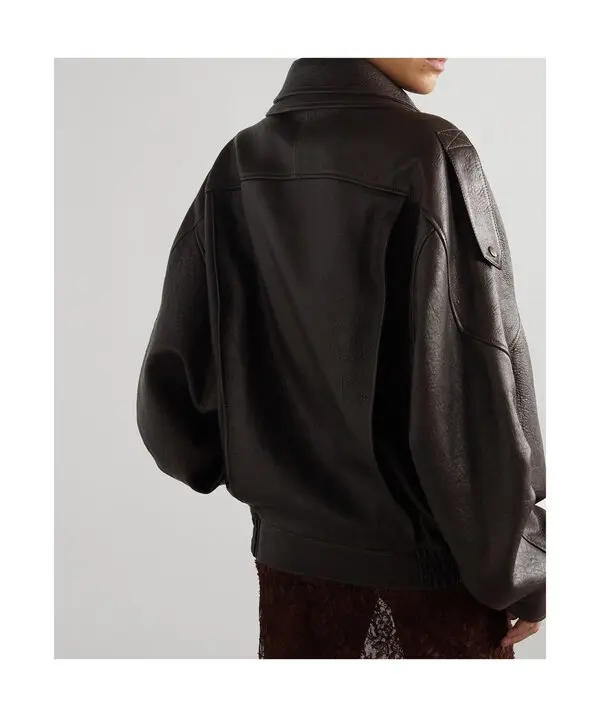 Saint Laurent Oversized Zip-up Bomber Jacket - Tan