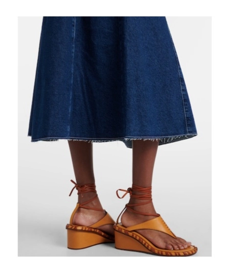 Farm Rio Floral Appliqué Denim Midi Dress