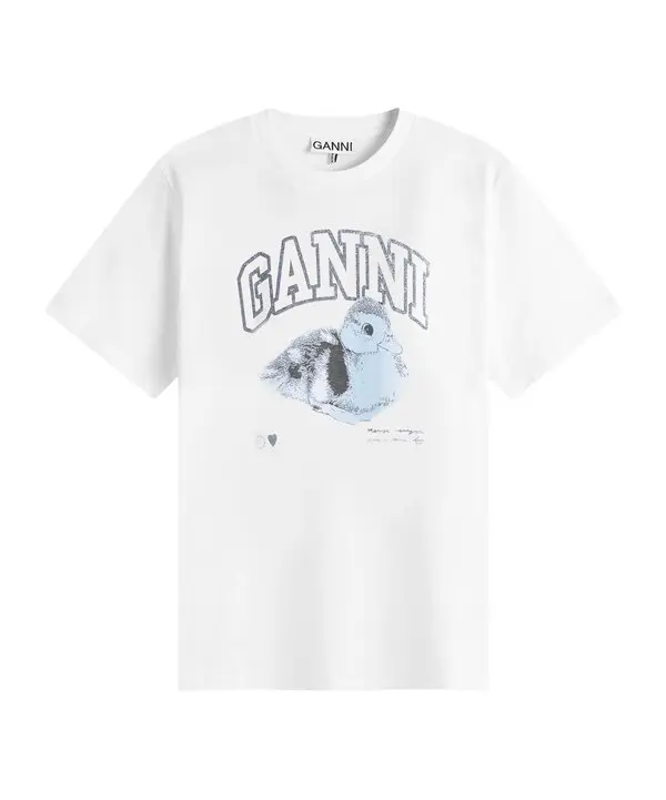 GANNI Logo Printed Crewneck T-shirt