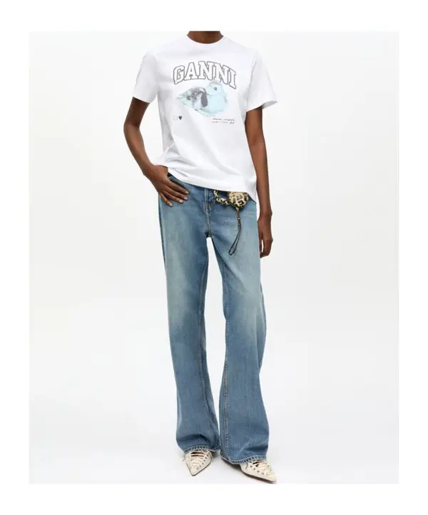 GANNI Logo Printed Crewneck T-shirt