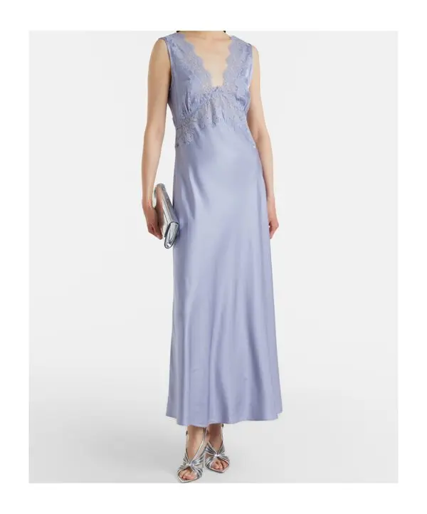 Rixo Lysandra Lace-trimmed Satin Maxi Dress