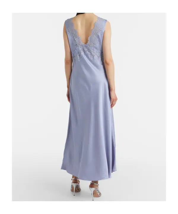 Rixo Lysandra Lace-trimmed Satin Maxi Dress