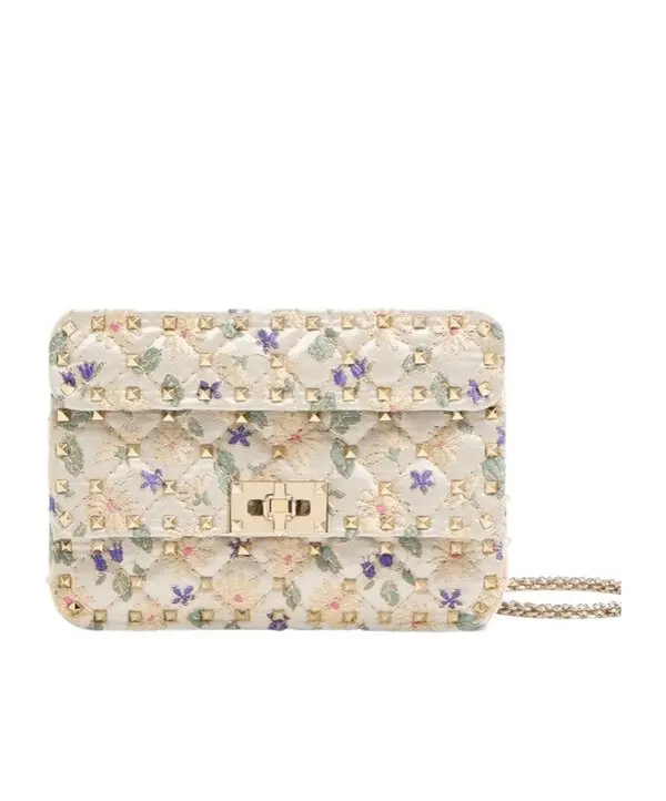 Valentino Garavani Rockstud Spike Foldover-top Small Shoudler Bag - Nude