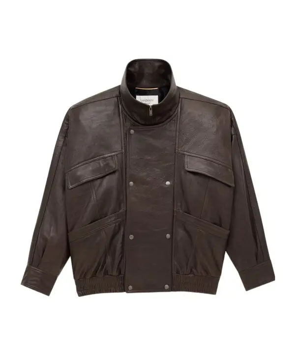 Saint Laurent Zip-up Bomber Jacket - Tan