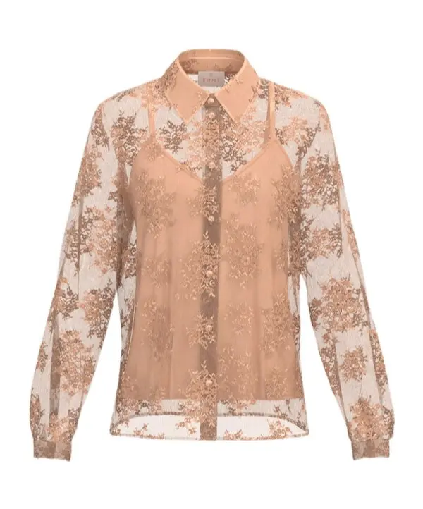 Marella Chantilly Lace Shirt - Nude