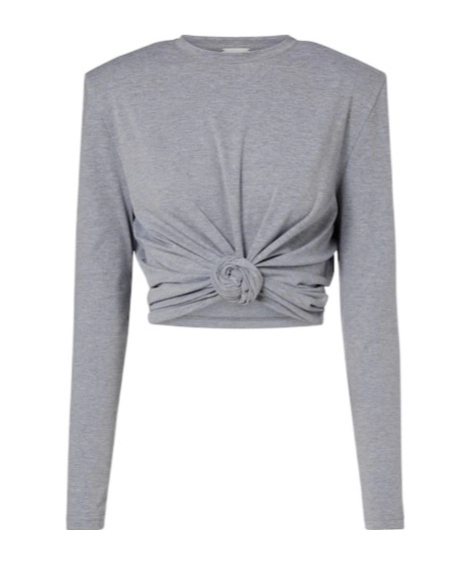 Magda Butrym Cropped Cotton-blend Jersey T-shirt - Gray