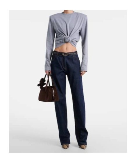 Magda Butrym Cropped T-shirt With Knot Detailing - Gray