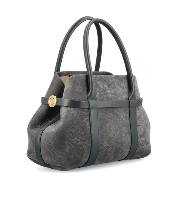 Loro Piana Logo Debossed Top Handle Bag
