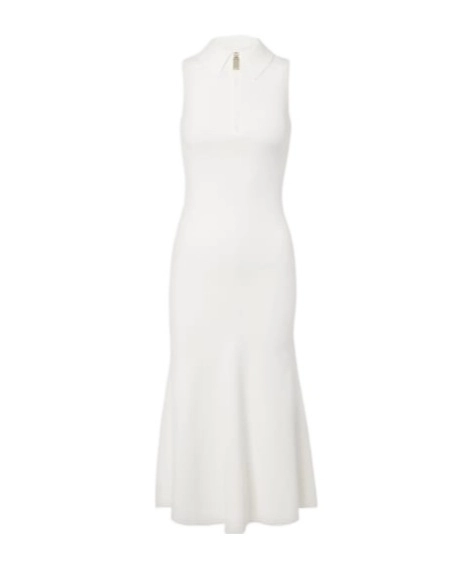 Victoria Beckham Mira Ribbed-knit Zip-up Midi Dress - White