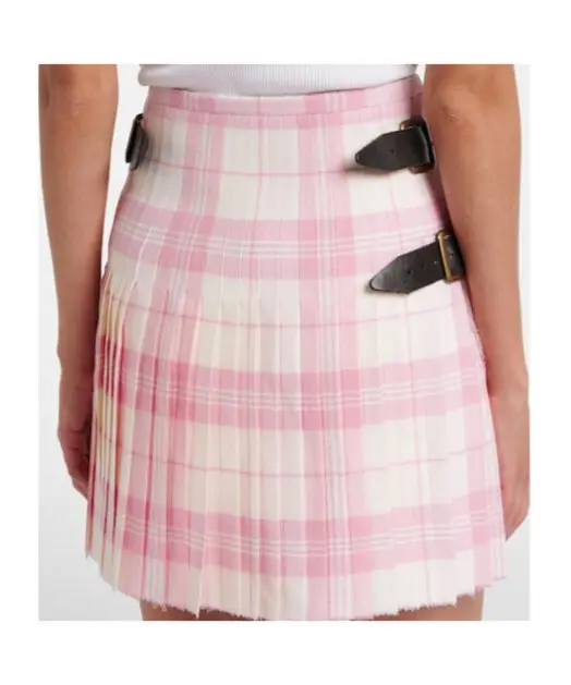 VIVIENNE WESTWOOD Plaid Wool-blend Mini Skirt With Buckled Straps