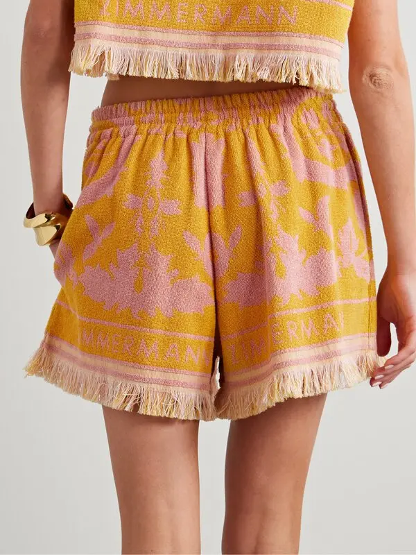 Zimmermann Wylie Jacquard Logo Pattern Shorts - Yellow