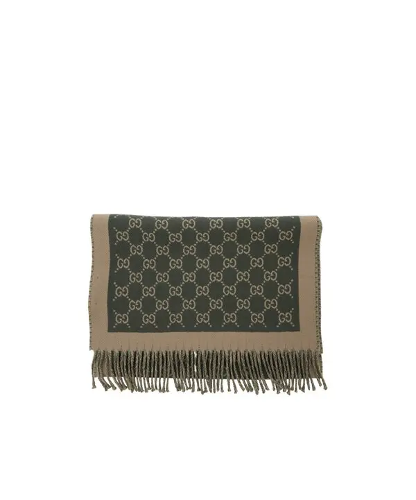 Gucci Fringe Detailed Knitted Scarf - Green