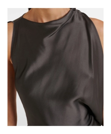 Victoria Beckham Kyra Draped Crepe Satin Midi Dress - Black