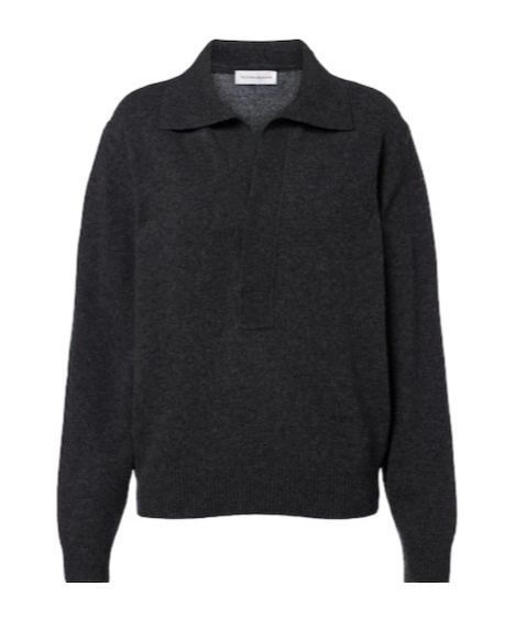 Victoria Beckham Long-sleeved V-neck Polo Shirt - Black