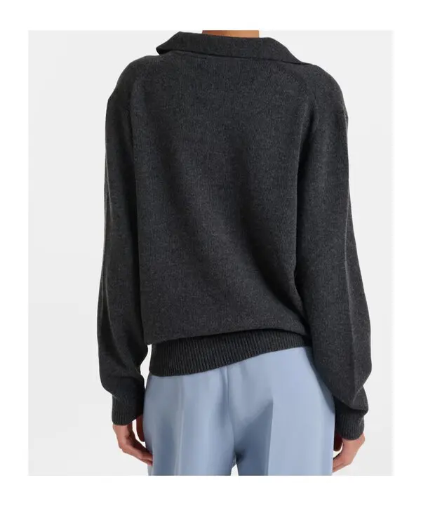 Victoria Beckham Long-sleeved V-neck Polo Shirt - Black