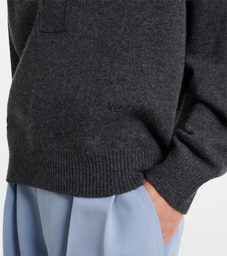 Victoria Beckham Long-sleeved V-neck Polo Shirt - Black