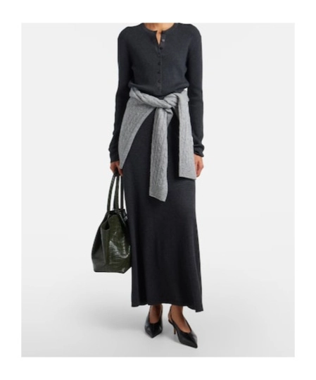 LISA YANG Adrienne Cotton And Cashmere Midi Skirt - Black