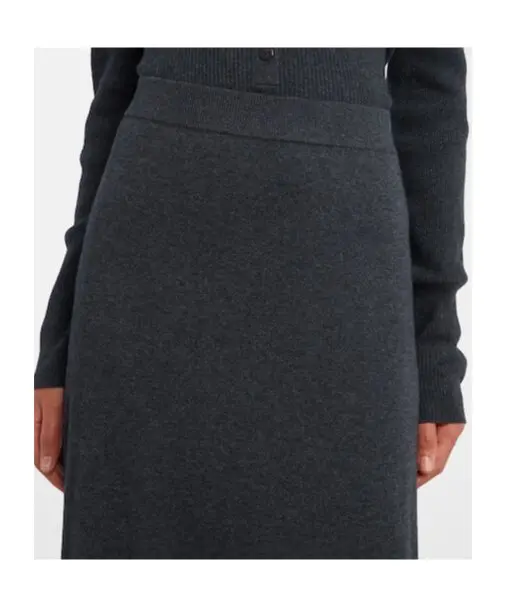 LISA YANG Adrienne Cotton And Cashmere Midi Skirt - Black