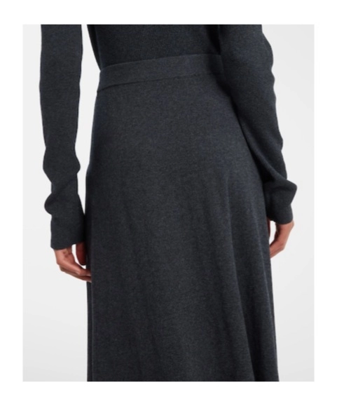 LISA YANG Adrienne Cotton And Cashmere Midi Skirt - Black